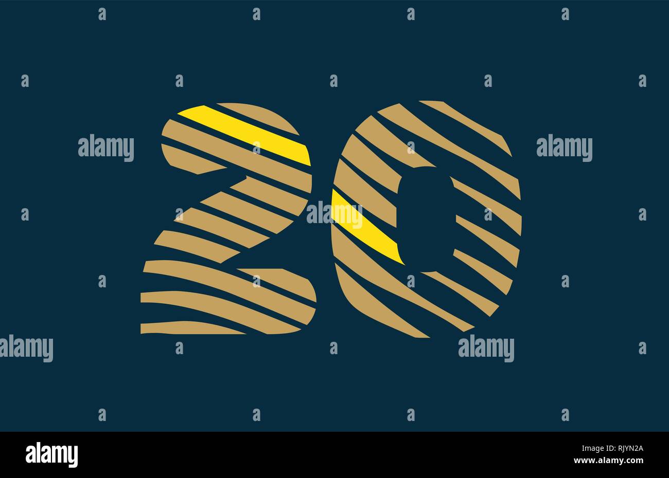 design of number 20 with lines stripe as a logo for a company or ...