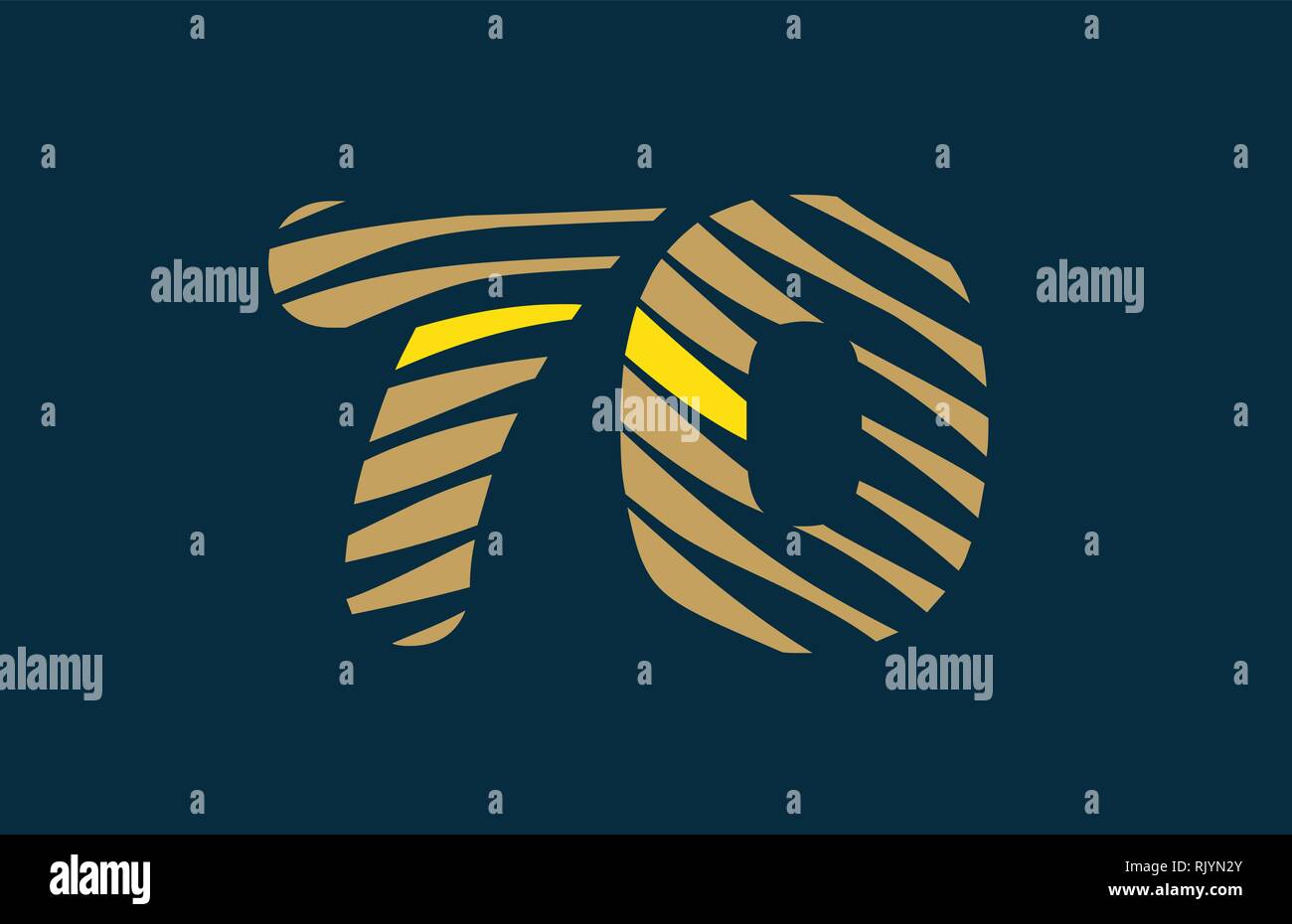 design of number 70 with lines stripe as a logo for a company or ...