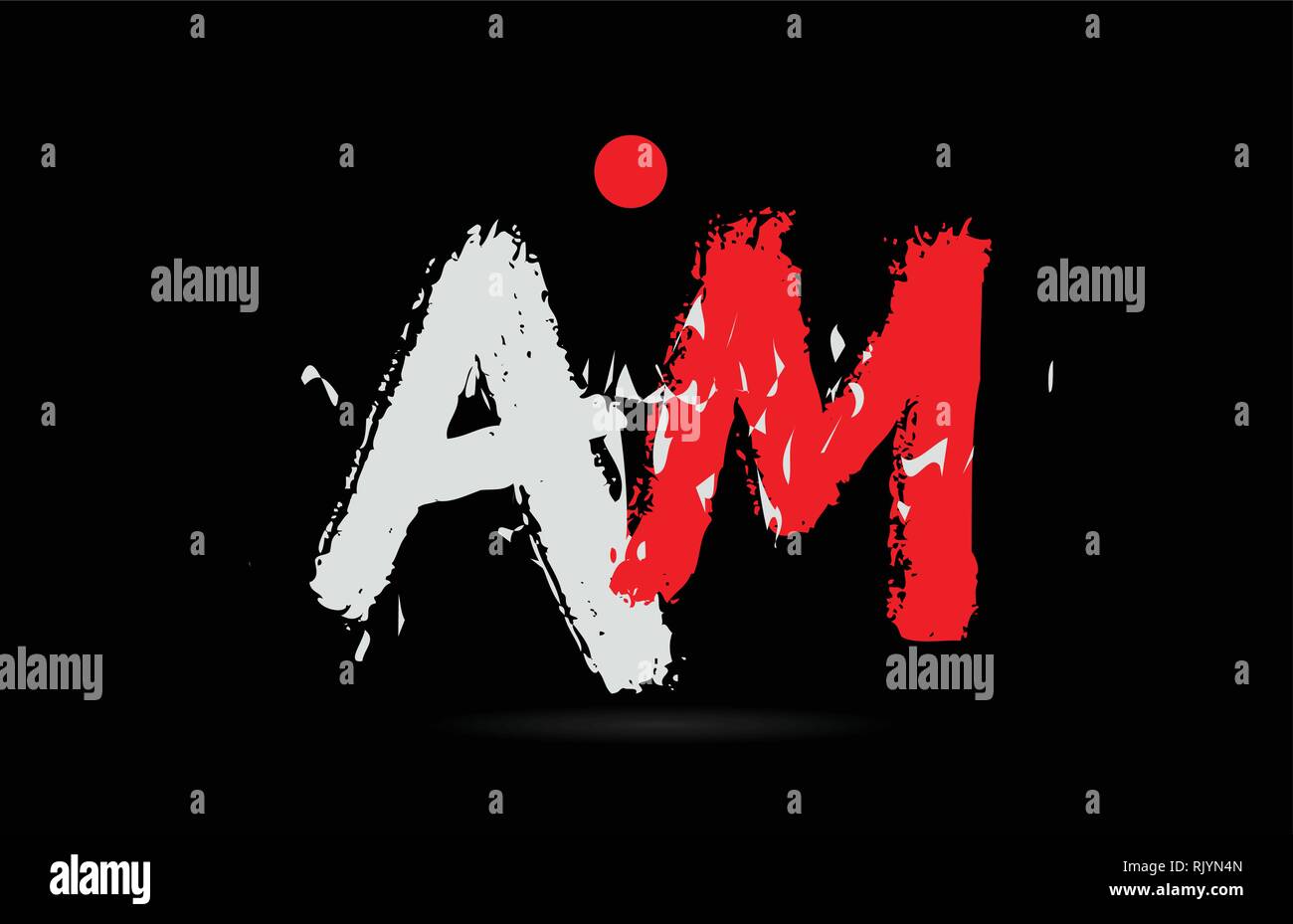 Design of alphabet letter combination AM A M on black background with ...