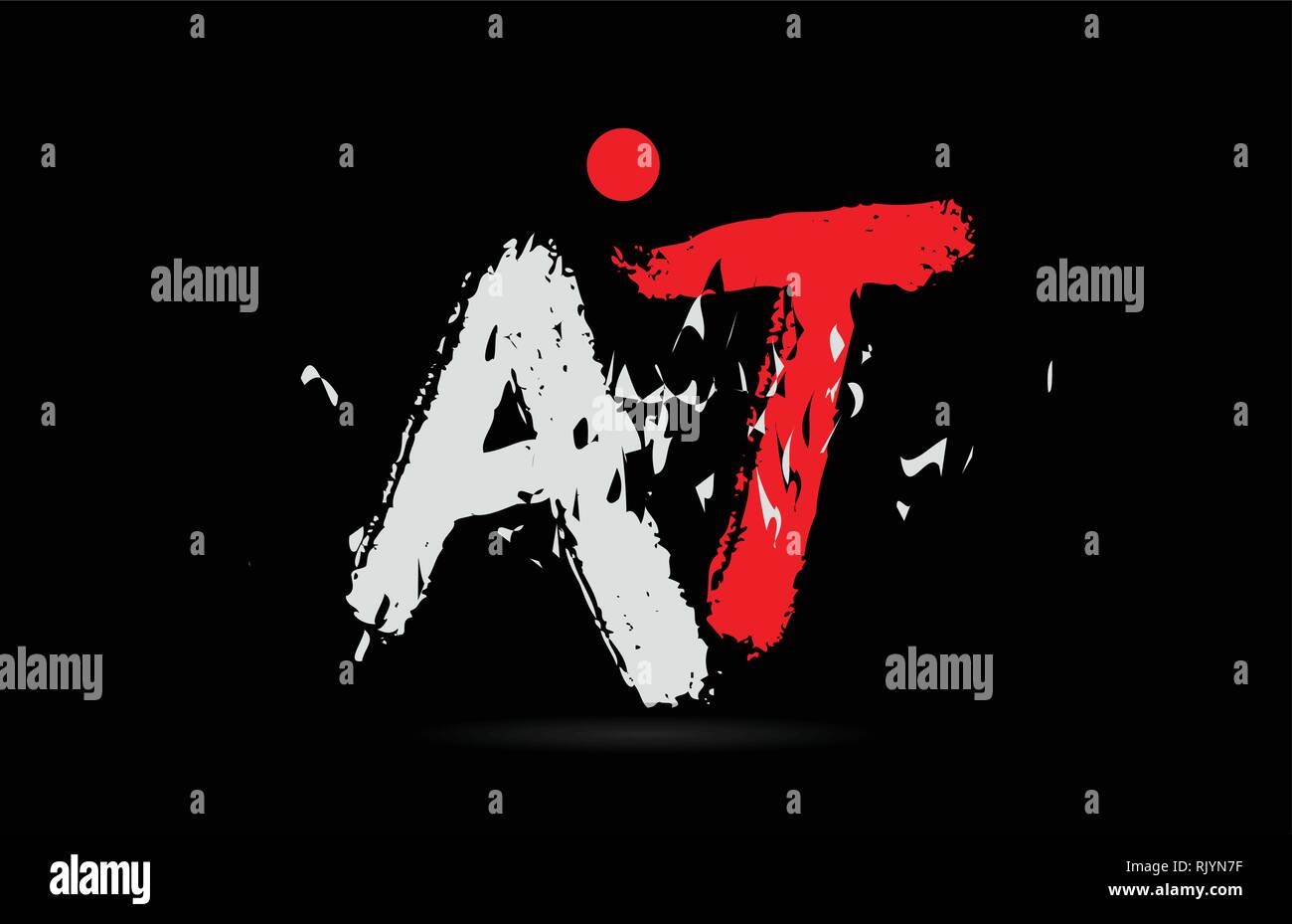 Design of alphabet letter combination AT A T on black background with ...