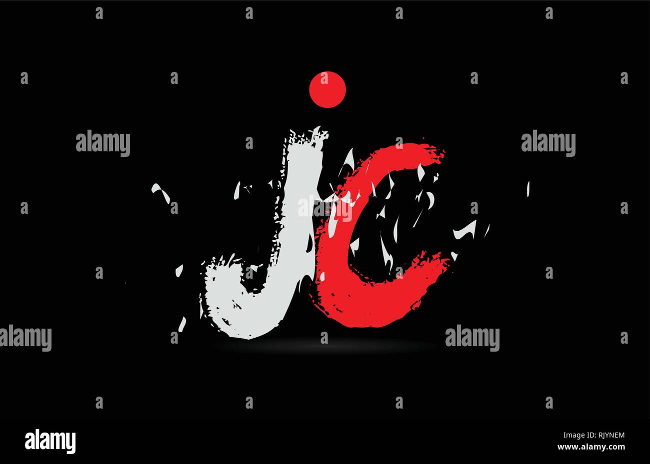 Design of alphabet letter combination JC J C on black background with ...