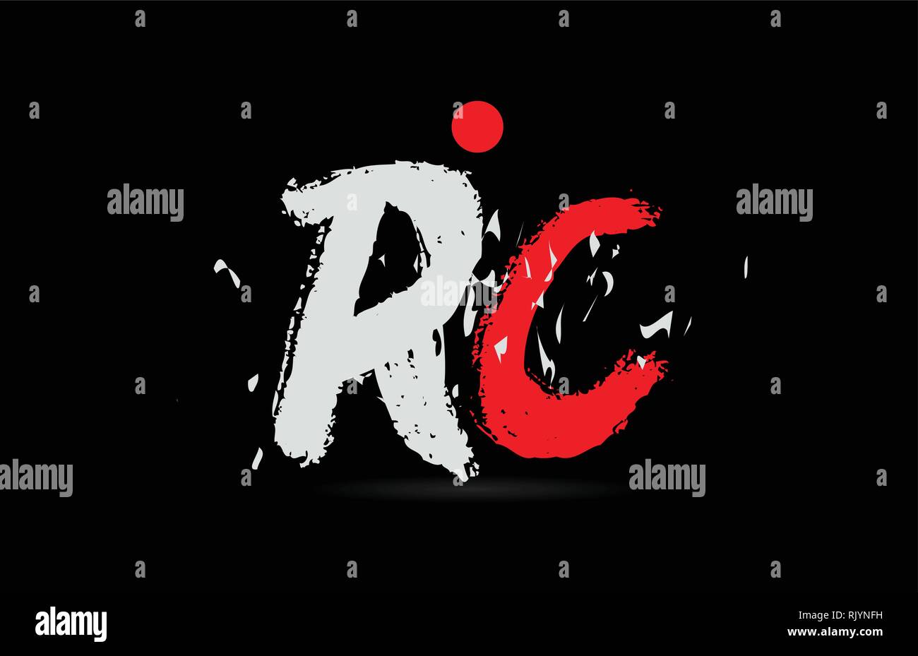 Design of alphabet letter combination RC R C on black background with ...