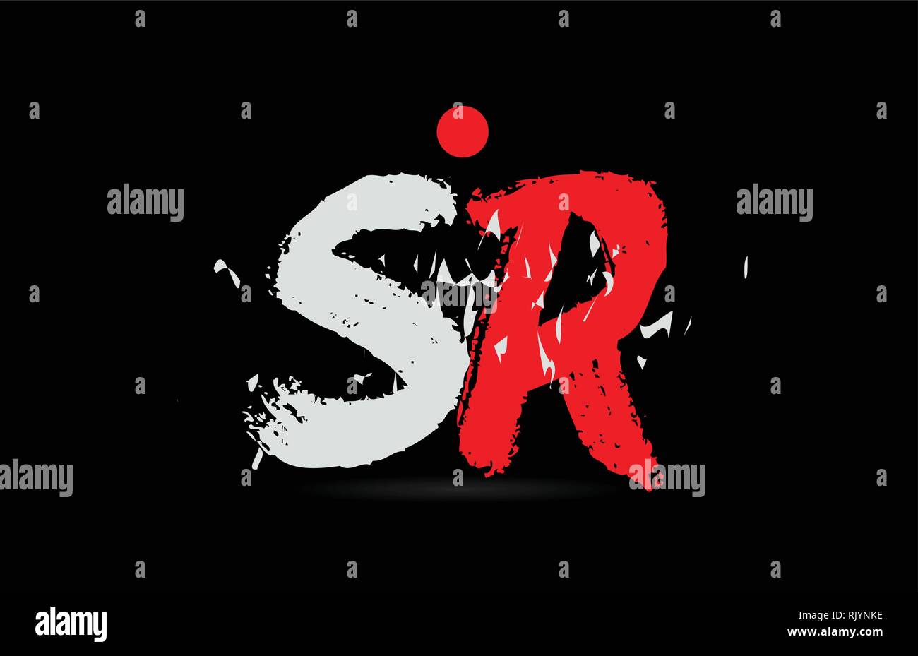 Design of alphabet letter combination SR S R on black background with ...