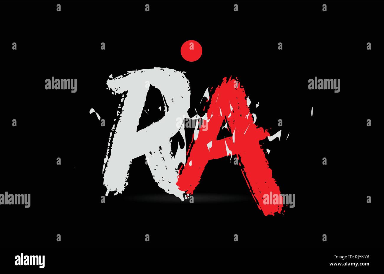 Design of alphabet letter combination RA R A on black background with ...