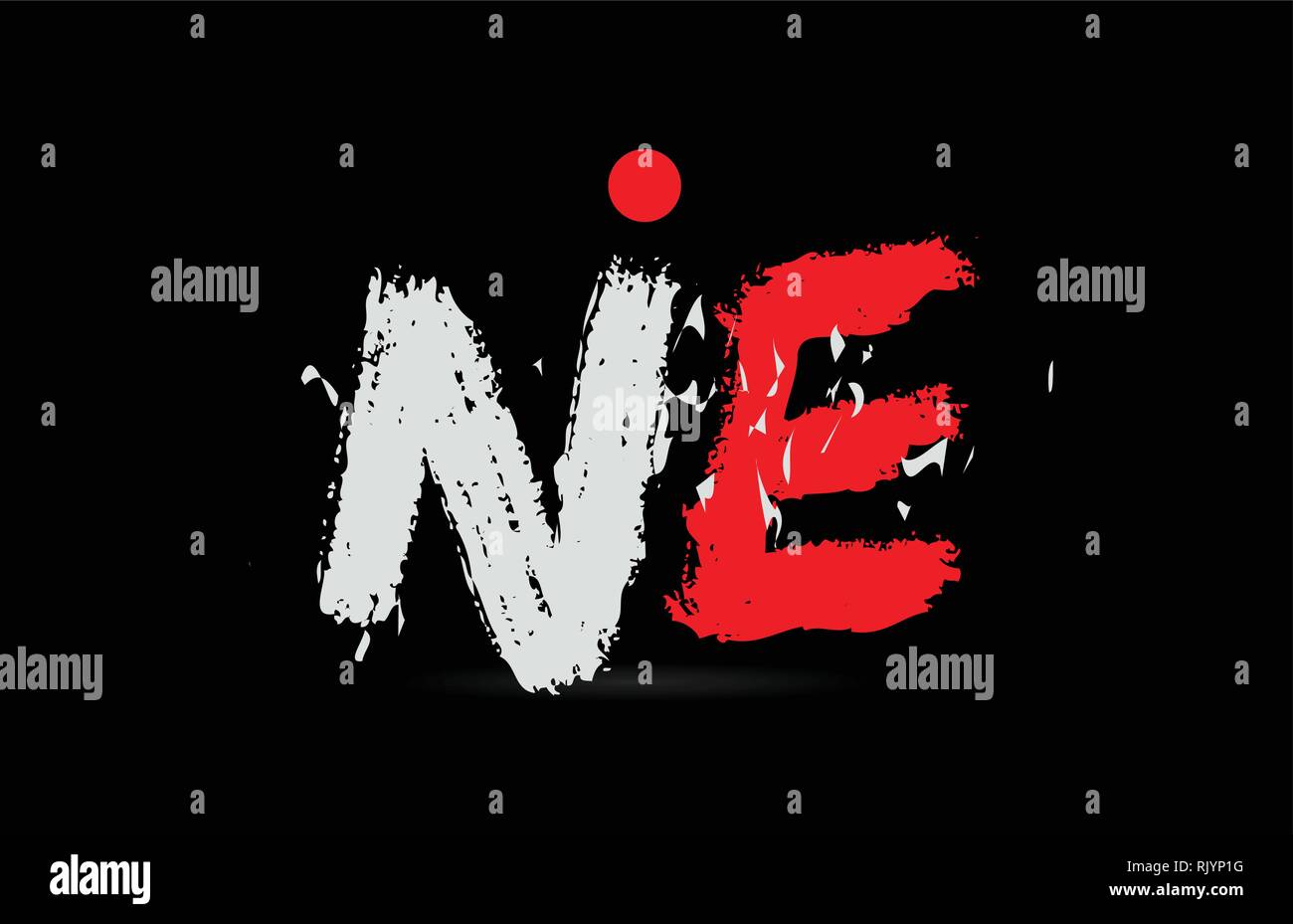Design of alphabet letter combination NE N E on black background with ...