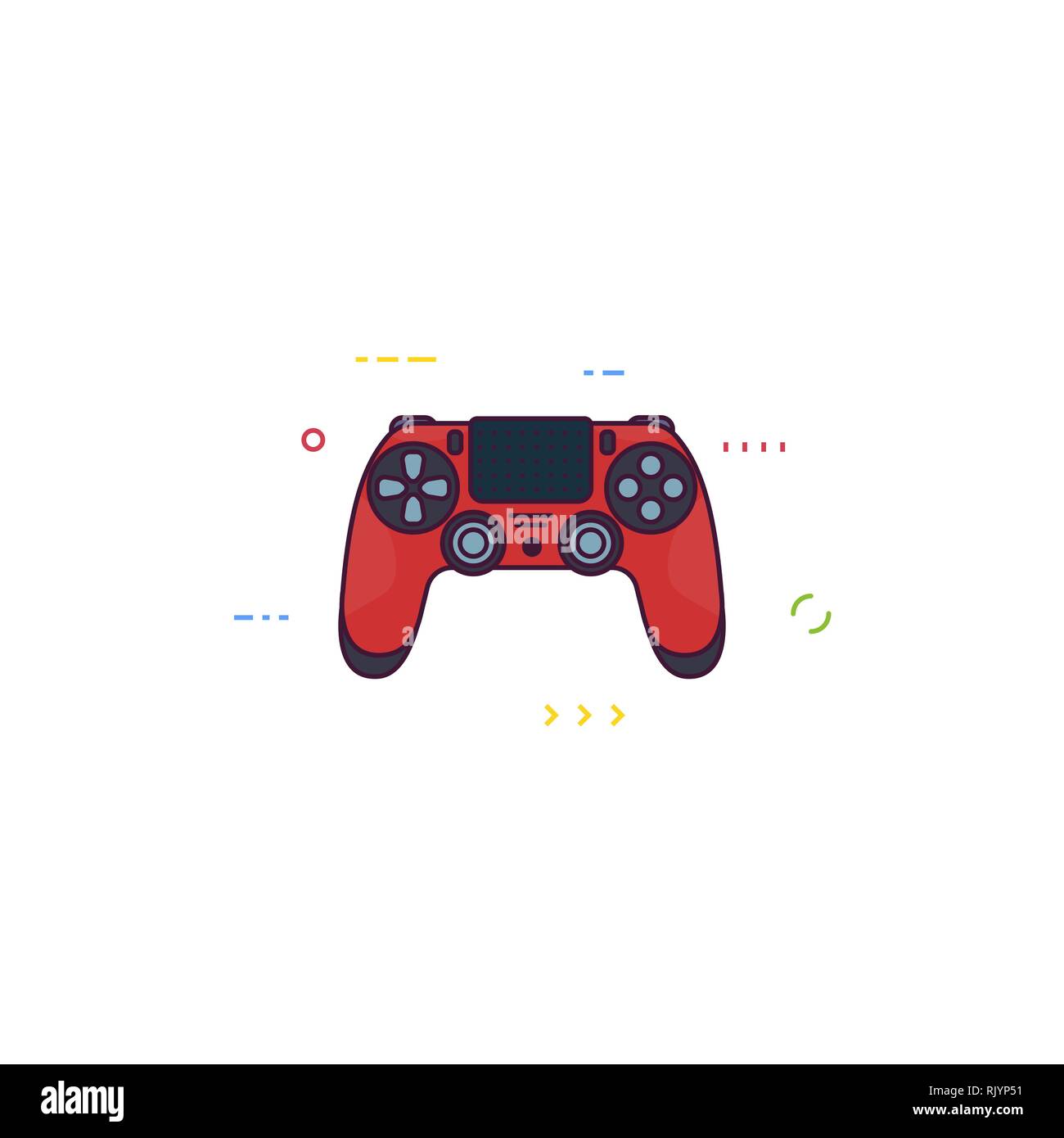 Front view of red gamepad for modern console. Line style vector ...
