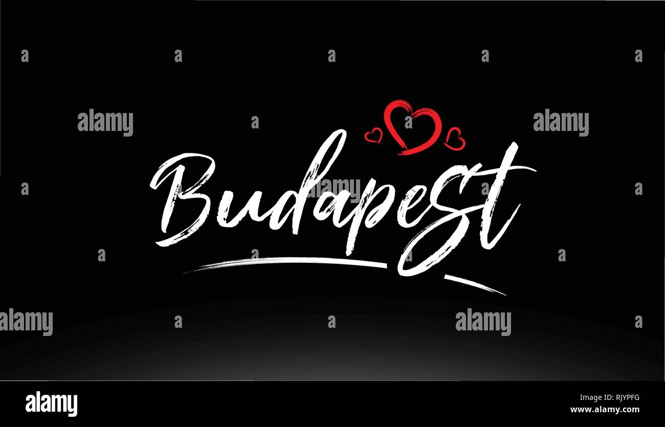 budapest city hand written text with red heart suitable for logo or ...