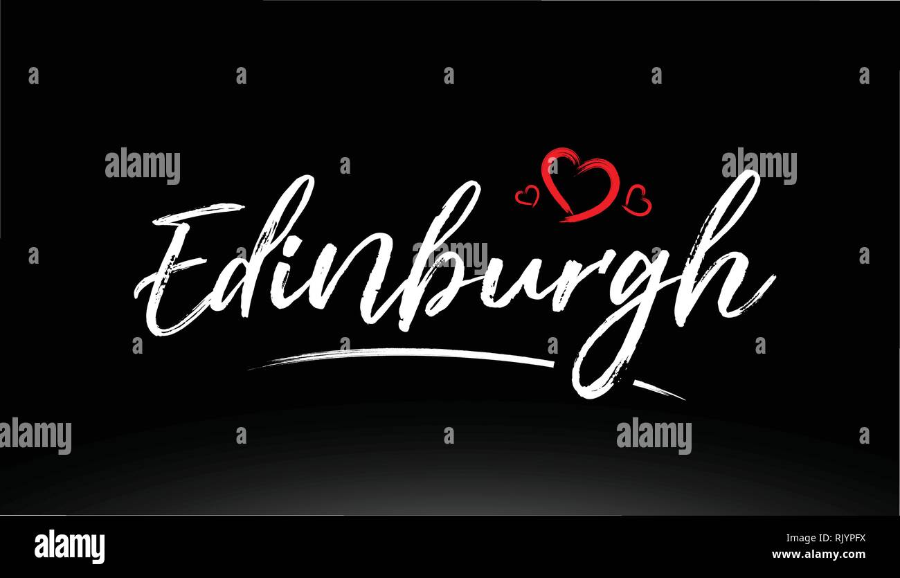 edinburgh city hand written text with red heart suitable for logo or ...
