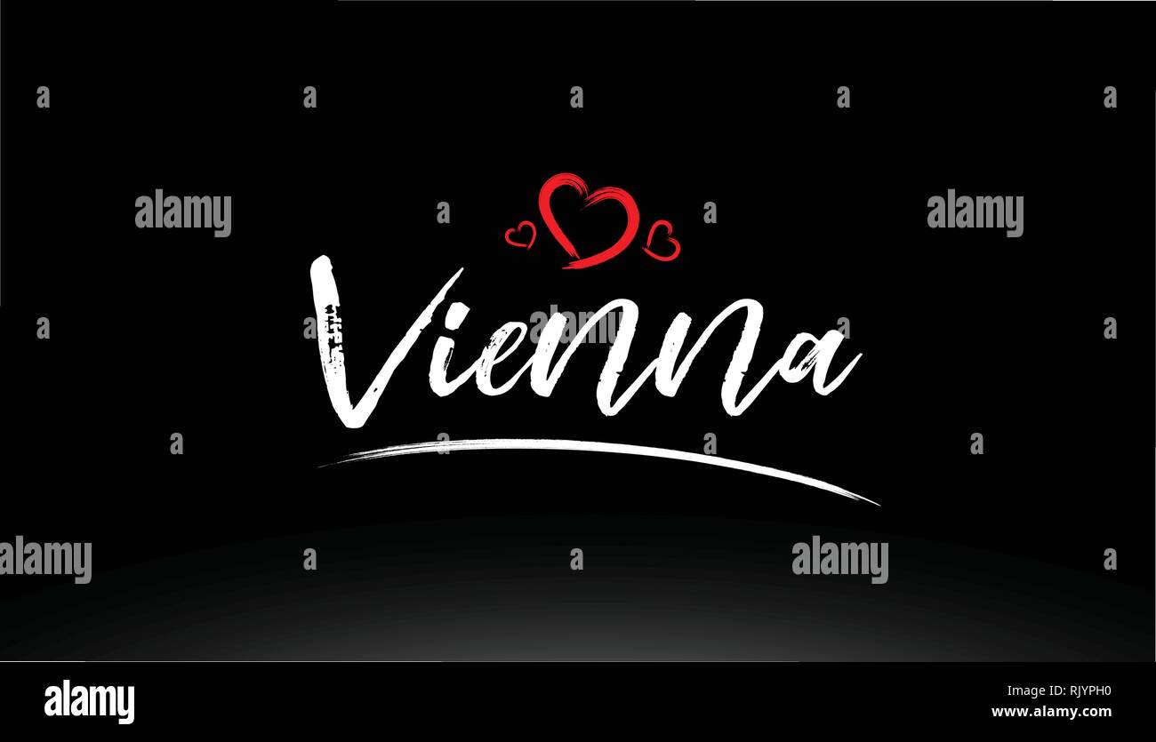 vienna city hand written text with red heart suitable for logo or ...