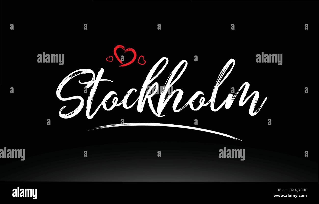 stockholm city hand written text with red heart suitable for logo or ...
