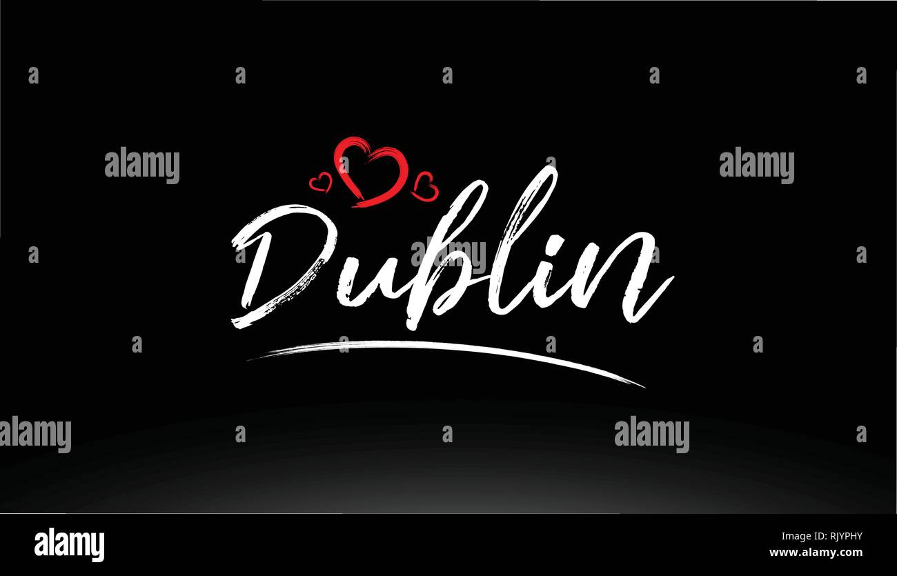 dublin city hand written text with red heart suitable for logo or ...