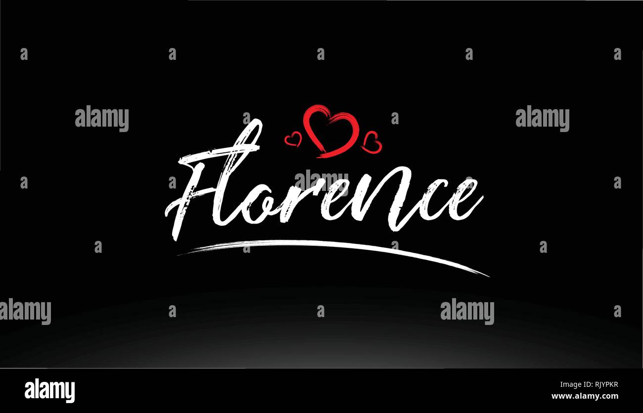 florence city hand written text with red heart suitable for logo or ...