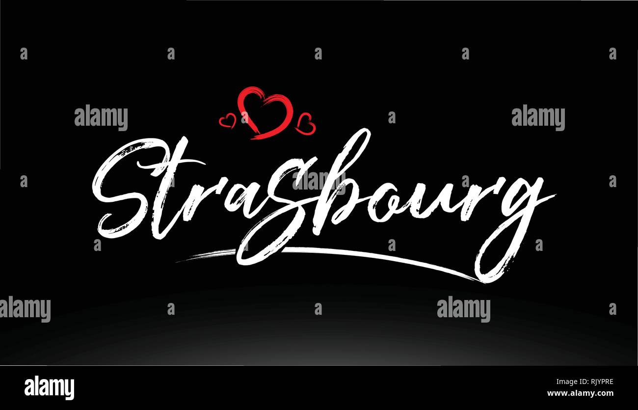 strasbourg city hand written text with red heart suitable for logo or ...