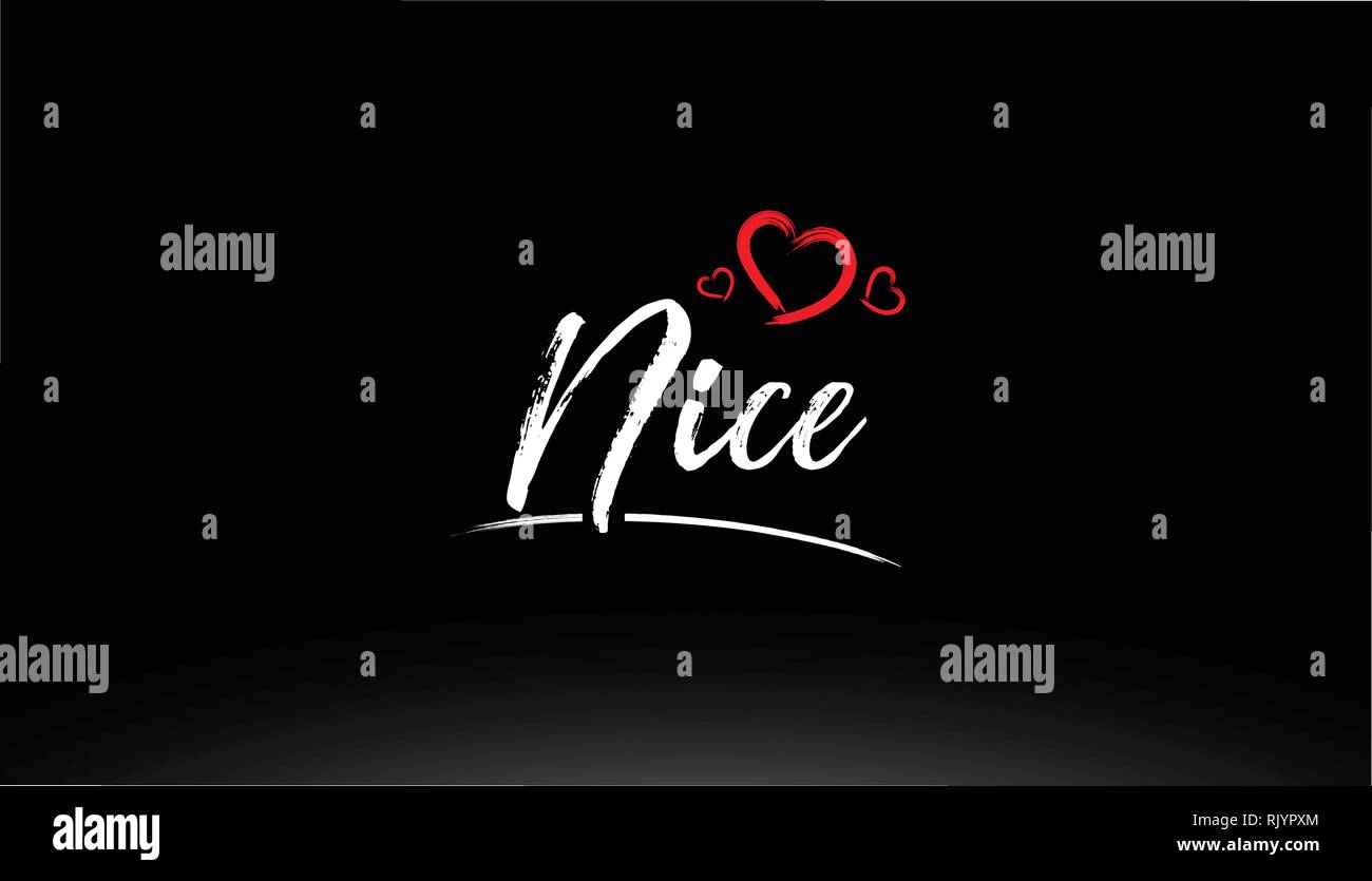 nice city hand written text with red heart suitable for logo or ...