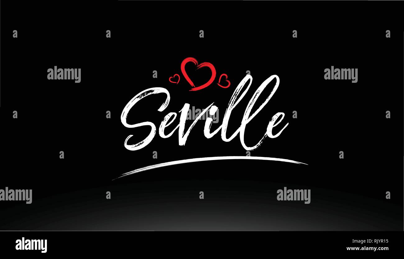 seville city hand written text with red heart suitable for logo or ...