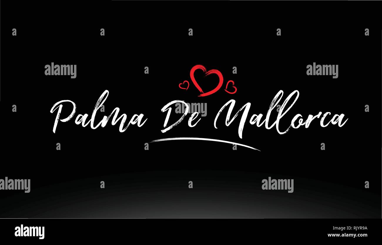 palma de mallorca city hand written text with red heart suitable for ...