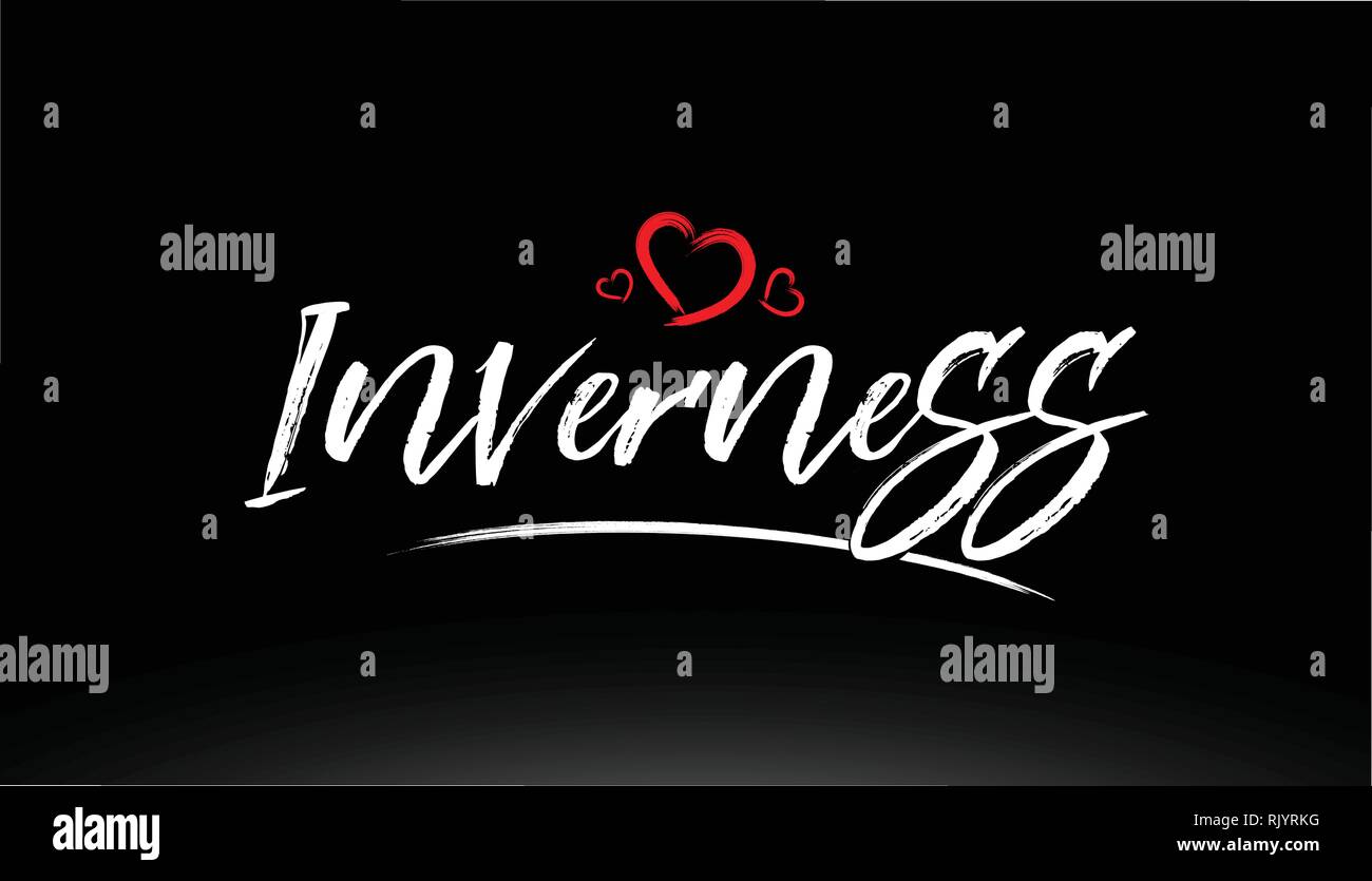 inverness city hand written text with red heart suitable for logo or ...