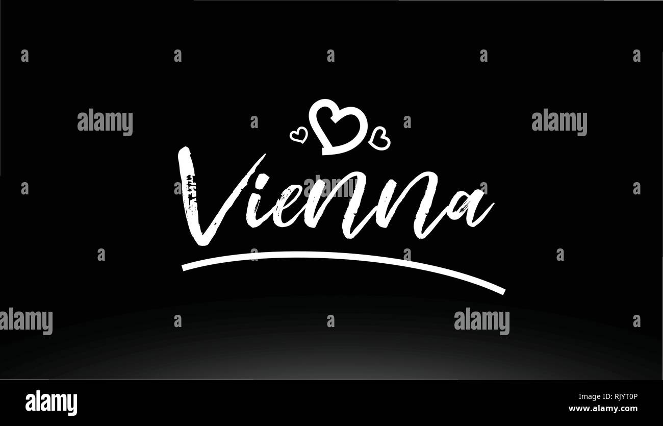 vienna black and white city hand written text with heart for logo or ...