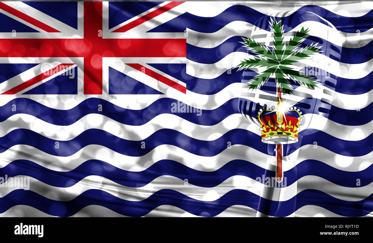 Microphone on a background of a blurry British Territory in the Indian ...