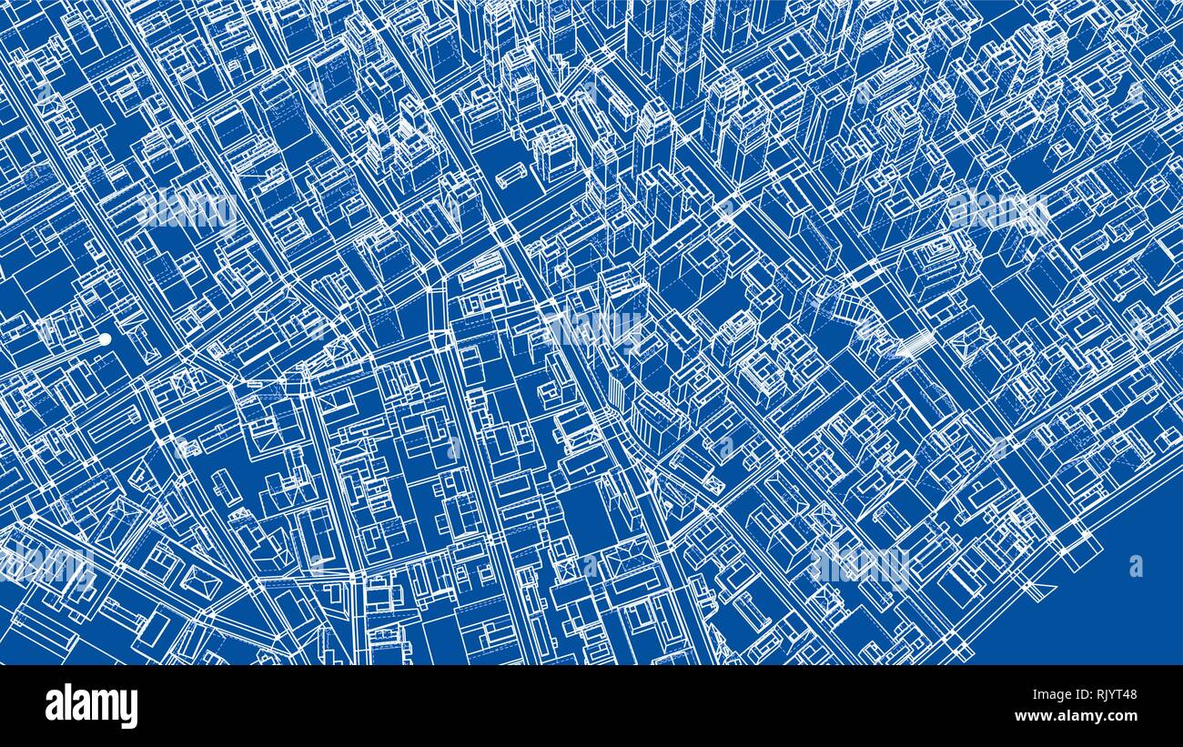 Wire-frame City, Blueprint Style Stock Vector Image & Art - Alamy
