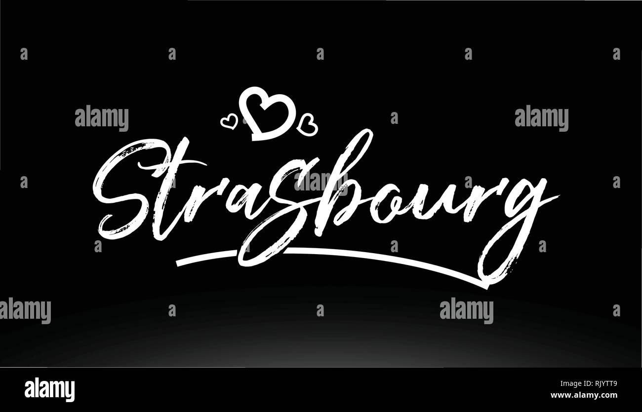strasbourg black and white city hand written text with heart for logo ...