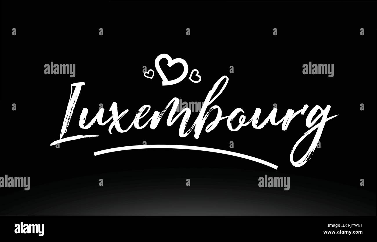 luxembourg black and white city hand written text with heart for logo ...