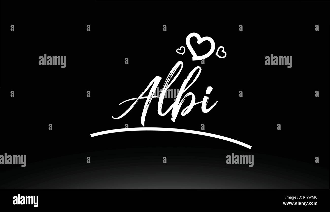 albi black and white city hand written text with heart for logo or ...