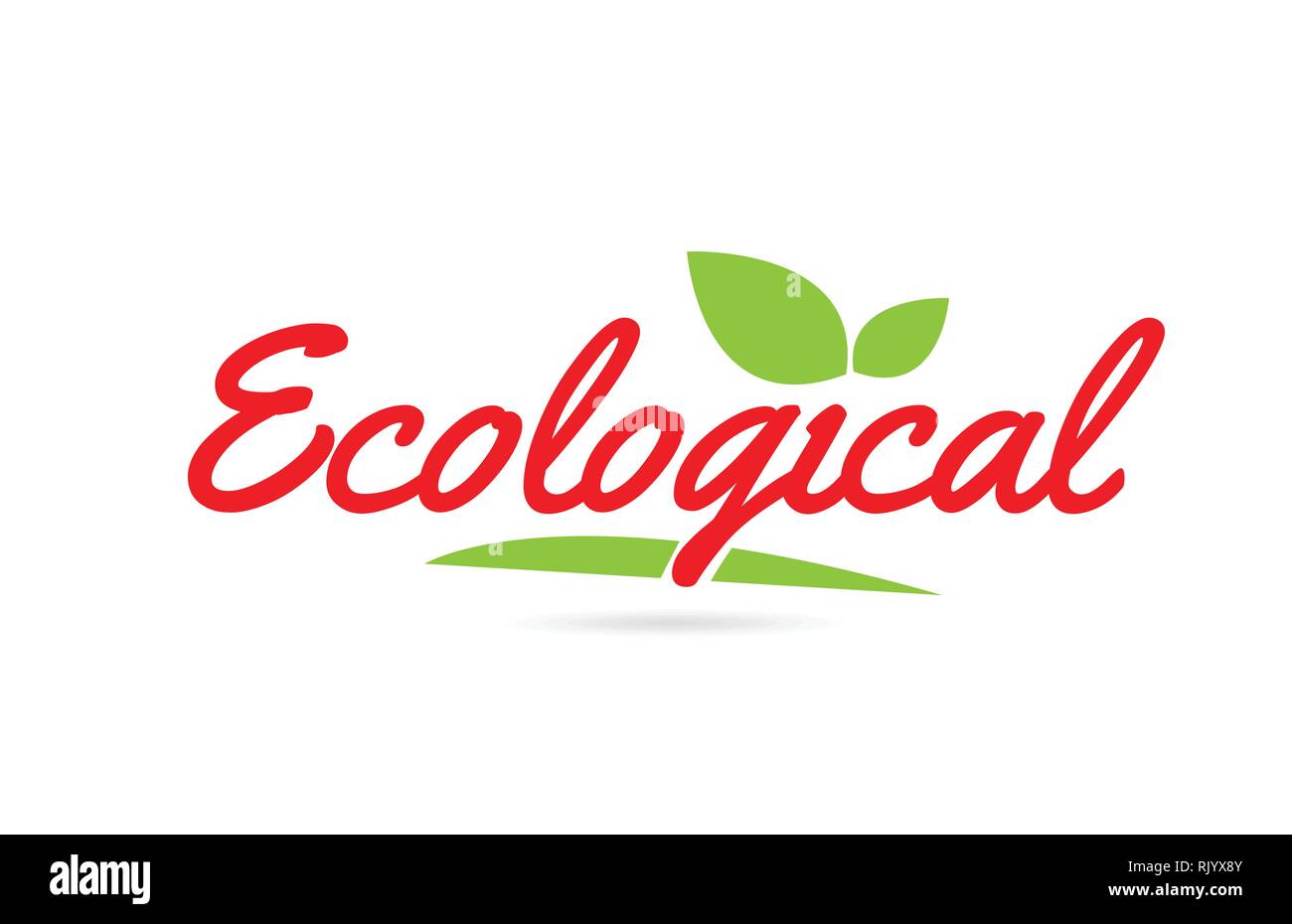 Ecological hand written word text for typography design in red color ...