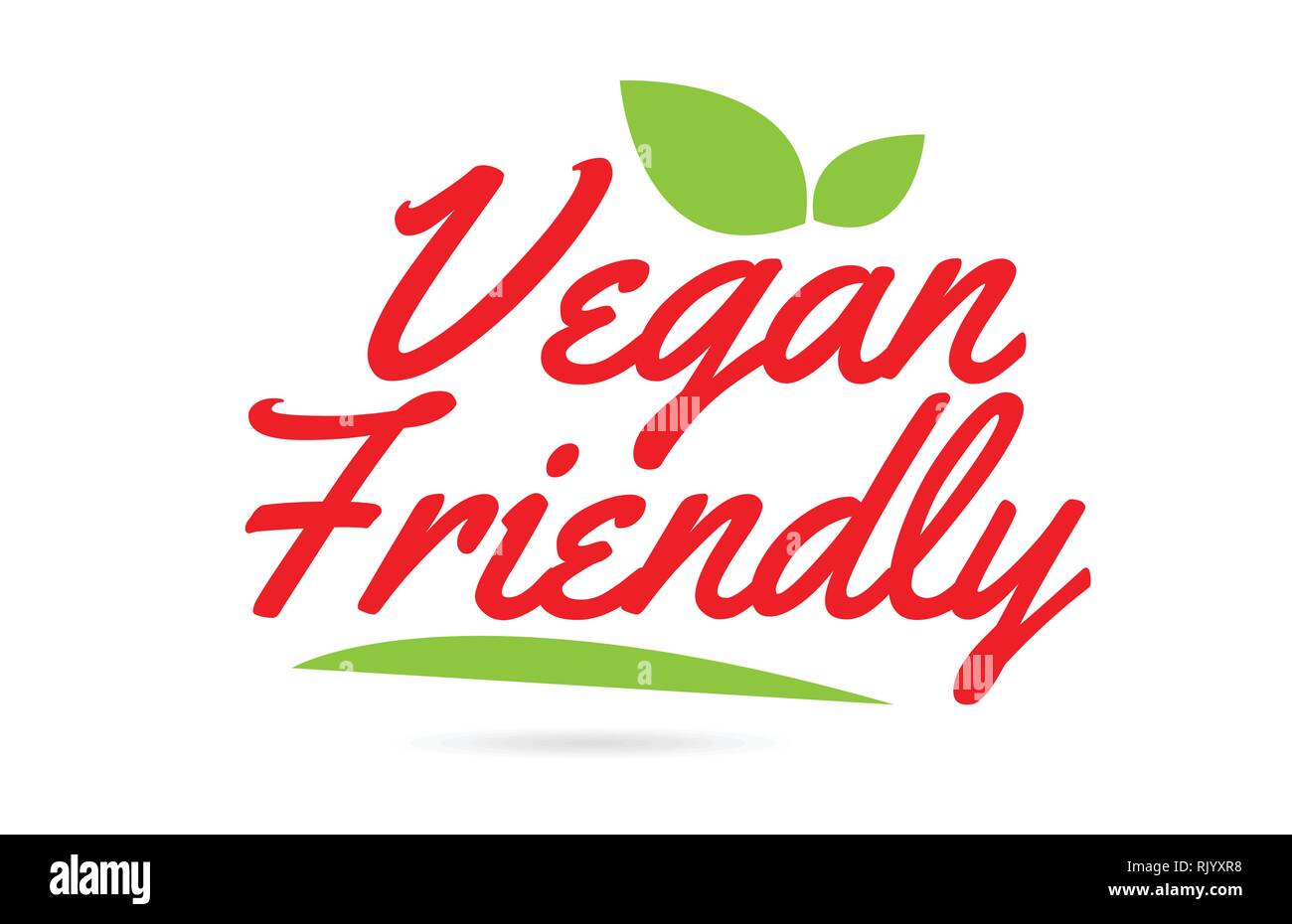 Vegan Friendly hand written word text for typography design in red ...