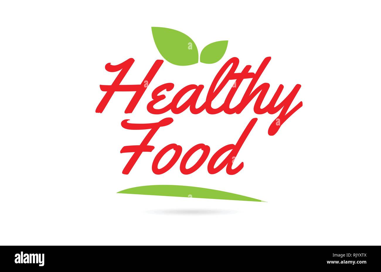 Healthy Food hand written word text for typography design in red color ...