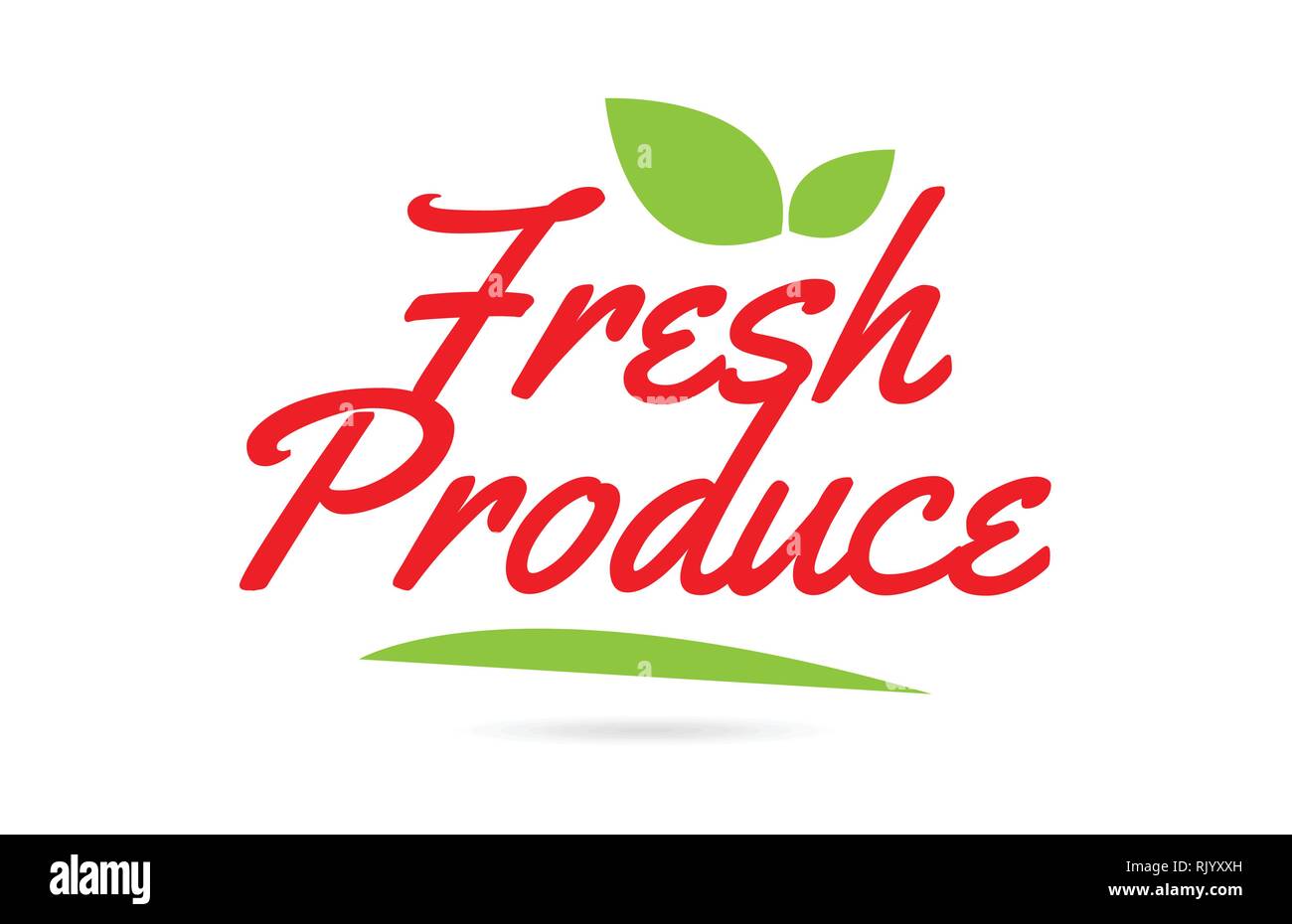 Fresh Produce hand written word text for typography design in red color ...