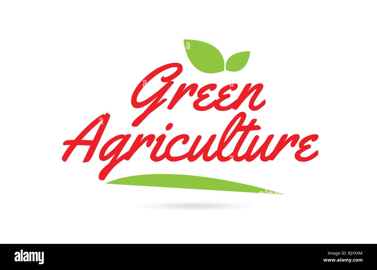 Green Agriculture hand written word text for typography design in red ...