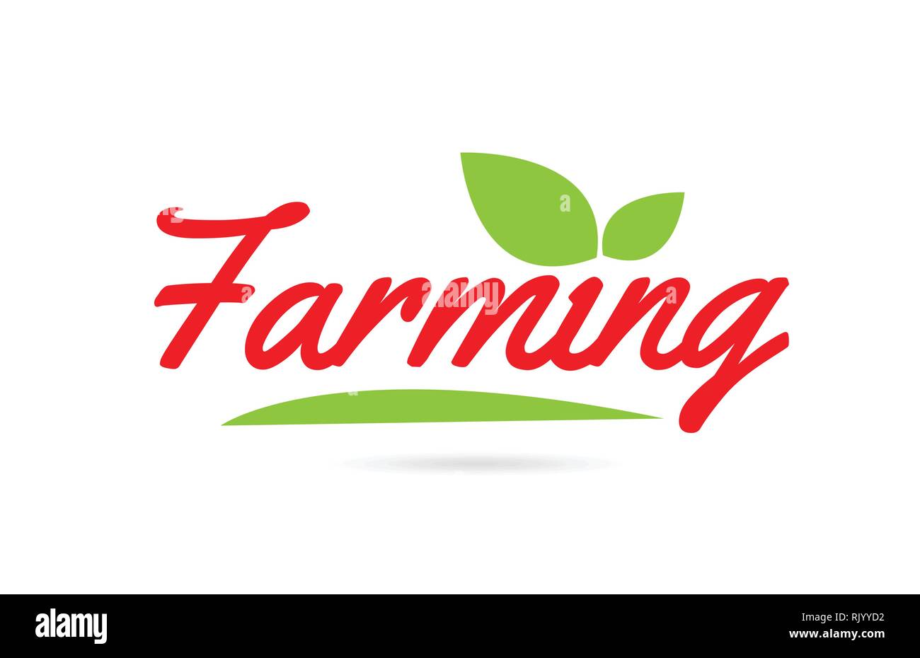 Farming hand written word text for typography design in red color with ...