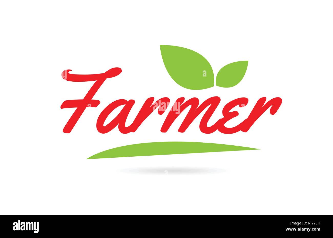 Farmer hand written word text for typography design in red color with ...