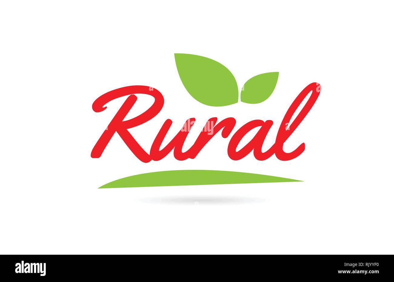 Rural hand written word text for typography design in red color with ...