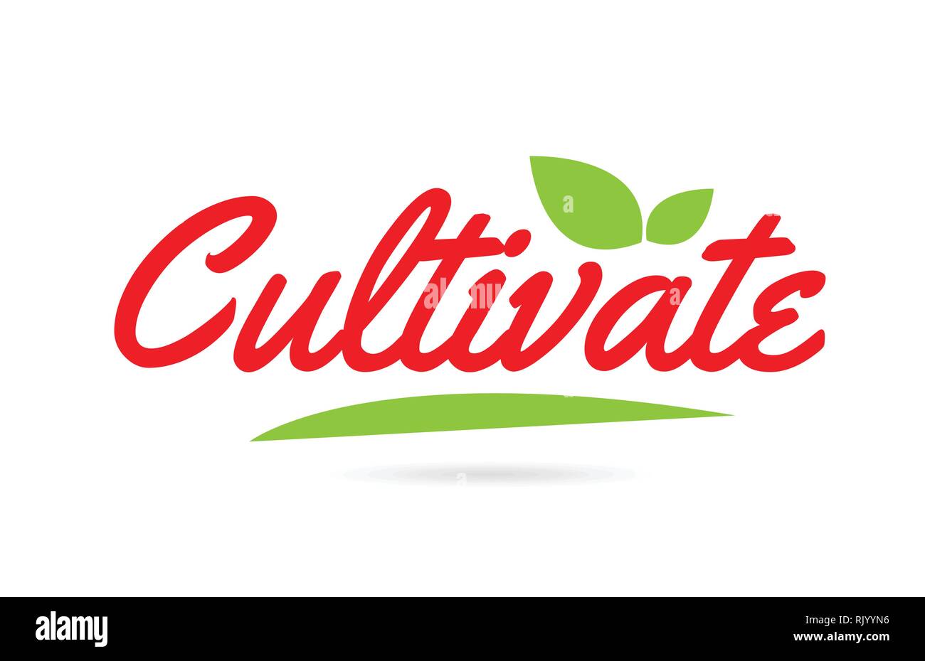 Cultivate hand written word text for typography design in red color ...