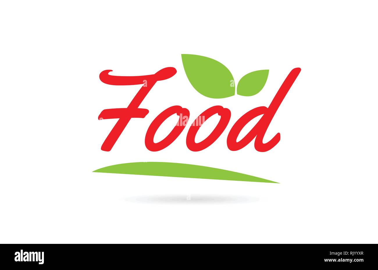 Food hand written word text for typography design in black red with ...
