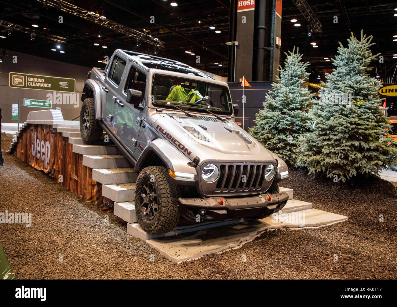 Chicago, USA. 7th Feb, 2019. A 2019 Jeep Rubicon takes media members on ...
