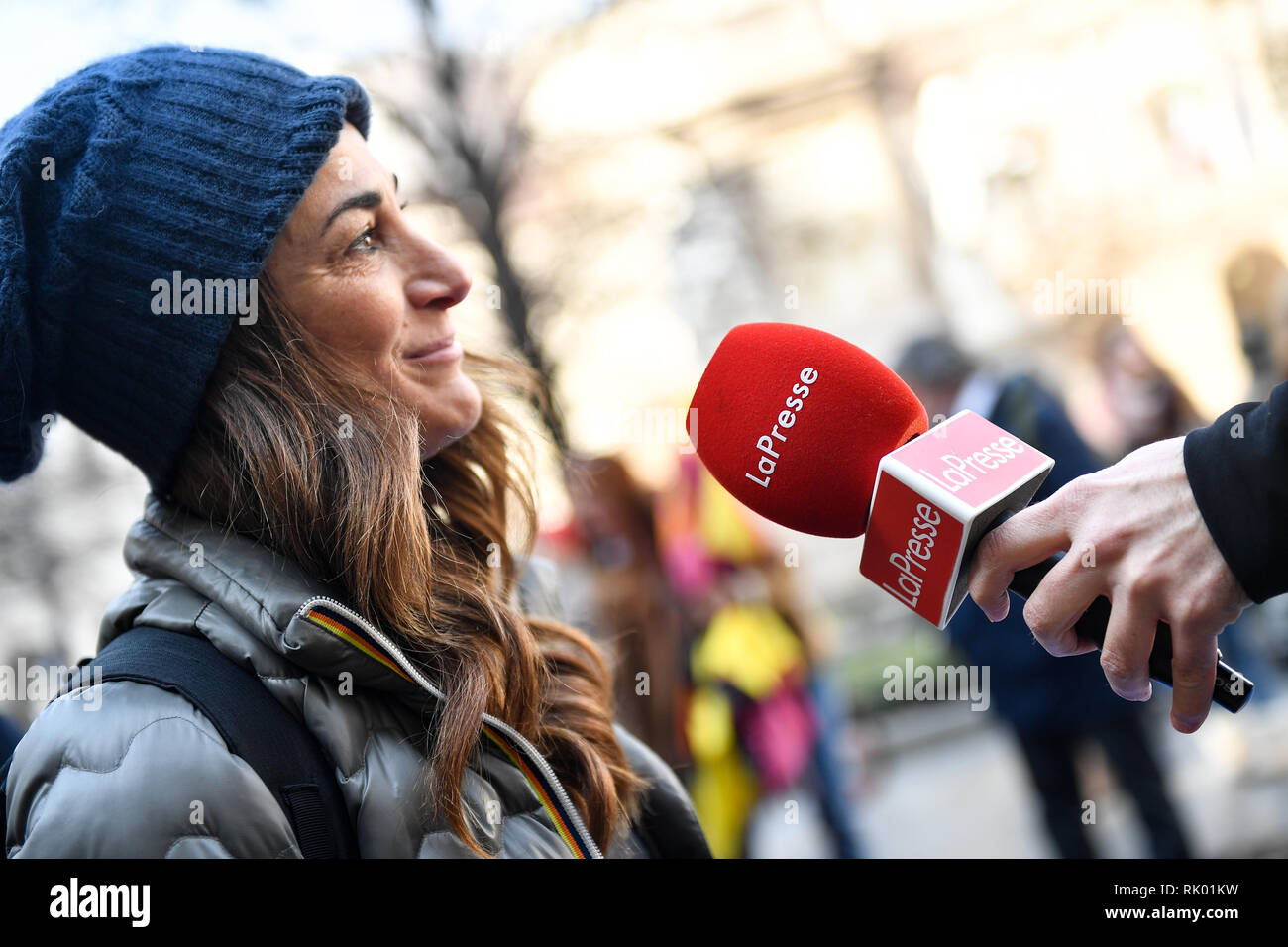 Milan, Italy. 08th Feb, 2019. Flash mob in Piazza Scala di Libera ...