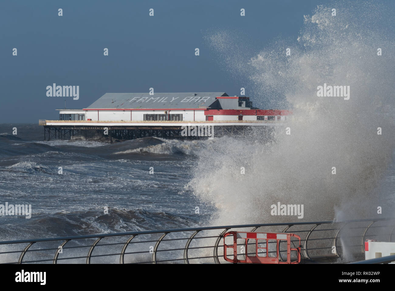 Blackpool, UK. 8th Feb, 2019. Weather news. Stormy seas hit the resort ...