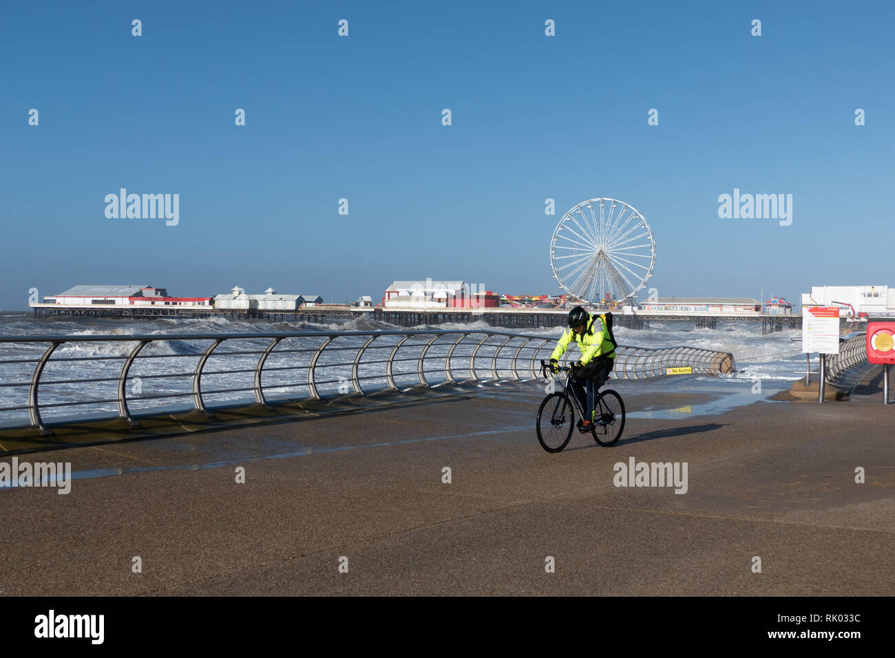 Blackpool, UK. 8th Feb, 2019. Weather news. Stormy seas hit the resort ...