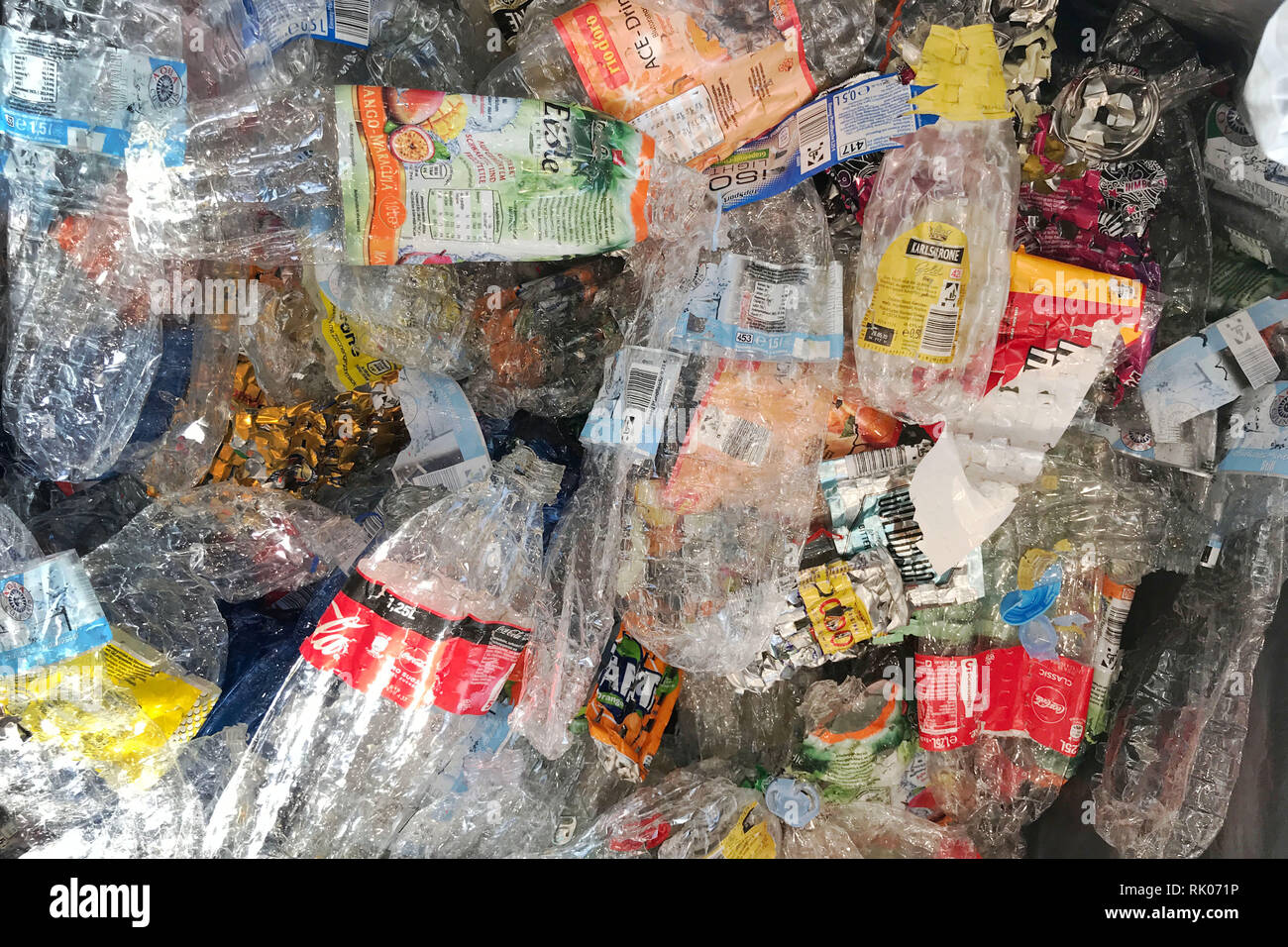 Munich, Deutschland. 08th Feb, 2019. pressed PET returnable bottles ...
