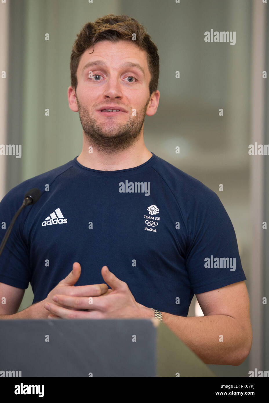 Glasgow, UK. 8 Feb 2019. Callum Skinner - Olympic Silver Medalist seen ...