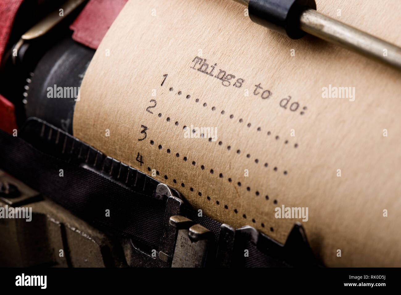 To do list - text message on the typewriter close-up Stock Photo - Alamy