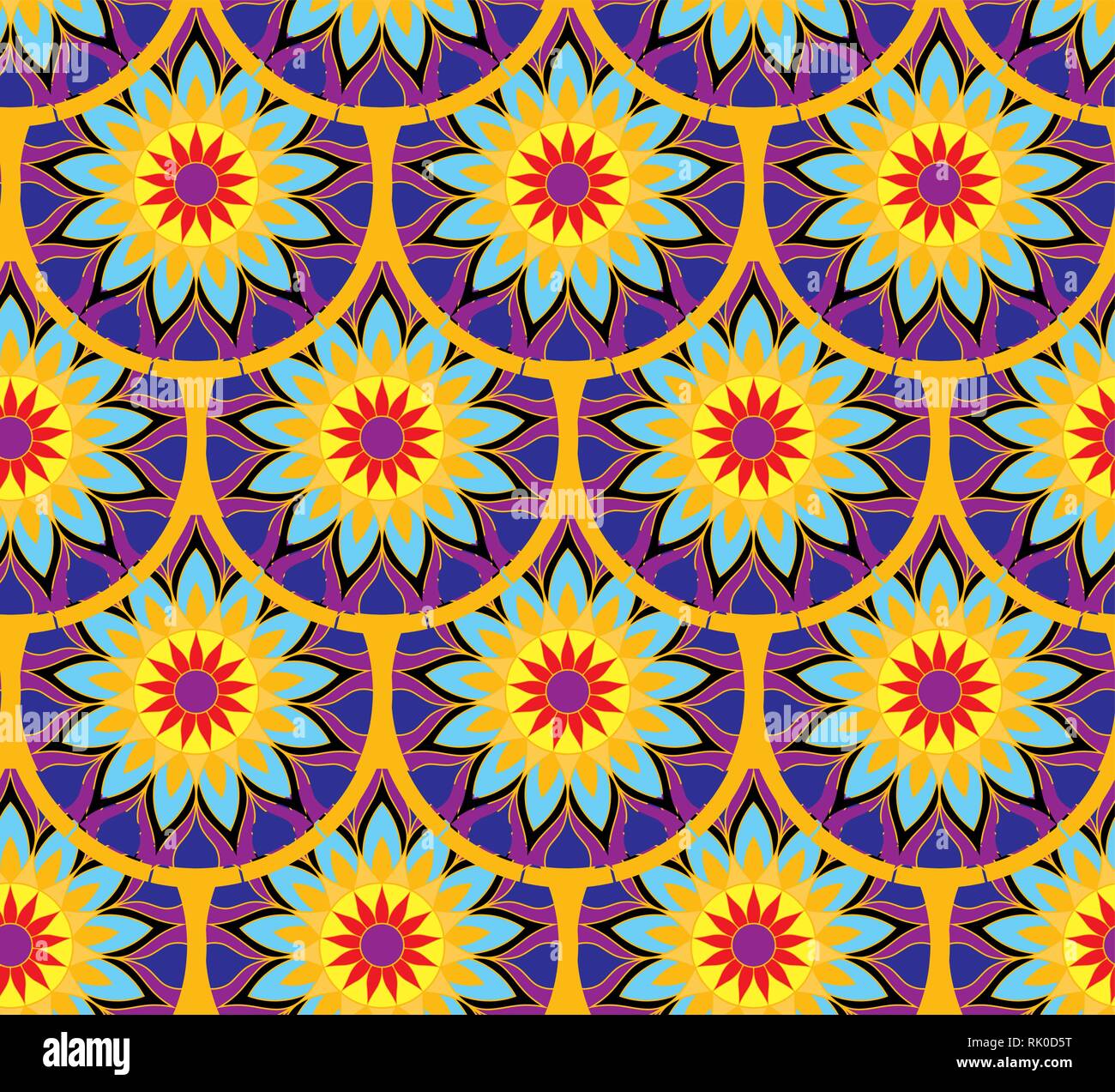 Seamless repeating pattern of mandalas Stock Vector Image & Art - Alamy