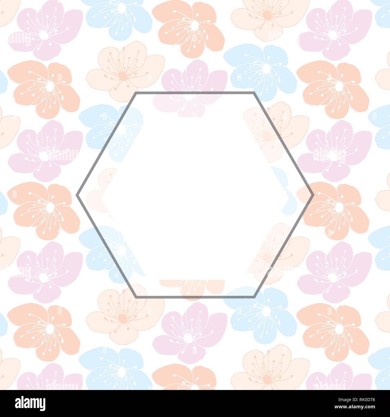Spring pattern card template of hand drawn flowers on a white ...