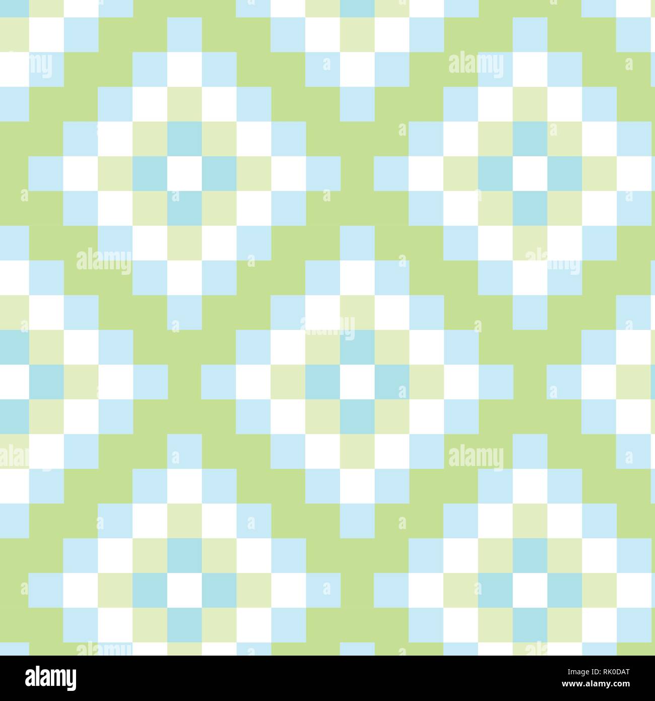 Squares vector pattern in green, blue and white colors palette Stock ...