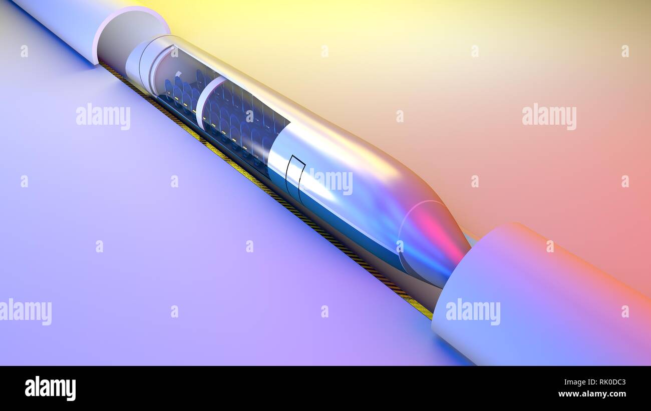 Train station and Hyperloop. Futuristic technology for high-speed ...