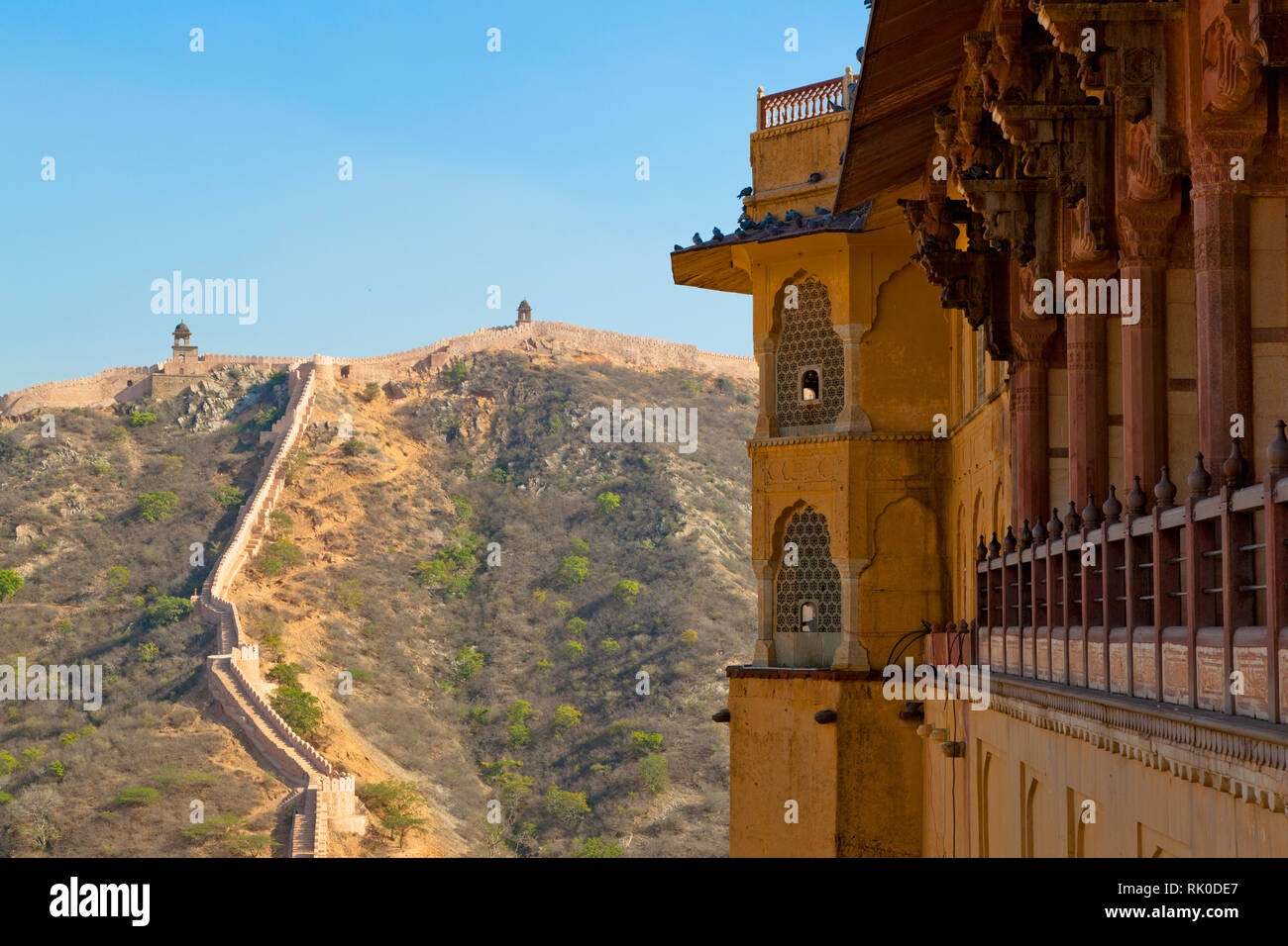 Amber Fort and Wall Stock Photo - Alamy