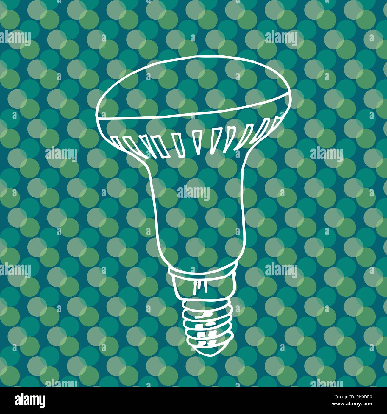 Hand drawn LED light bulb vector on a circles pattern background Stock ...